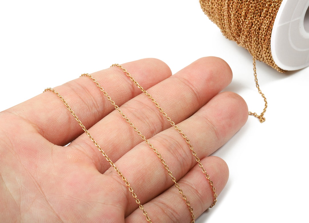 Faceted Soldered Flat Cable Chain - Raw Brass Chain - Solder Tiny Chain ...