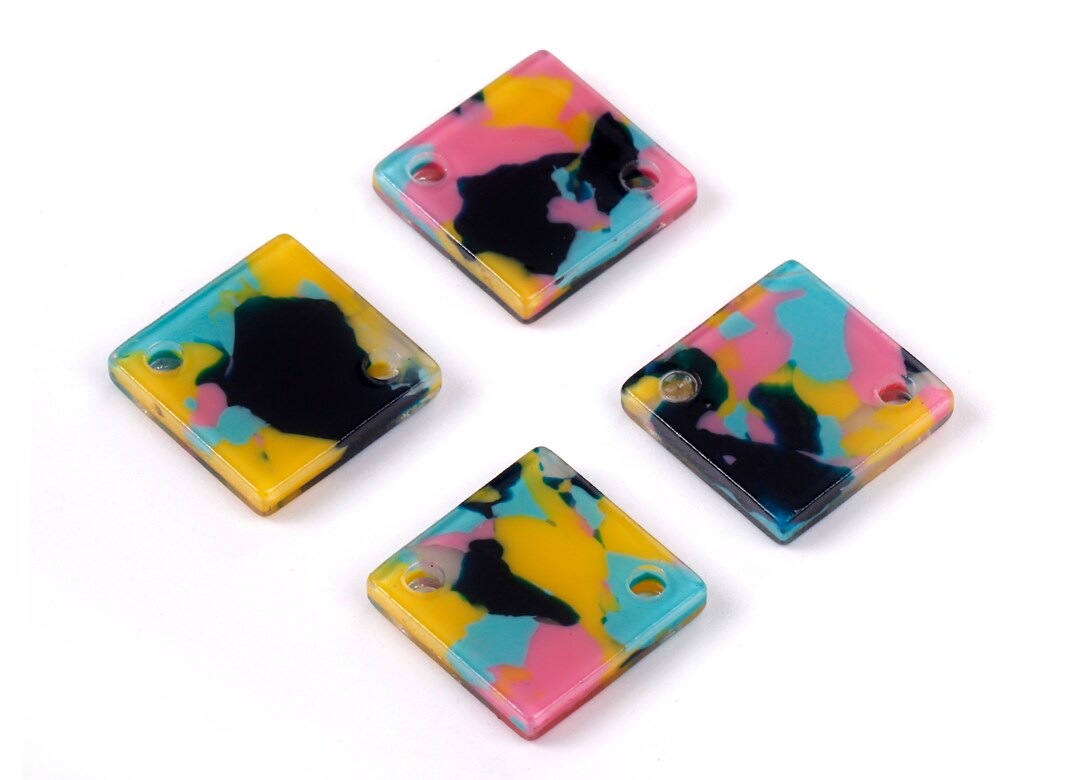 Acetate Square Charms - Square Earrings and Pendant - Earring Findings ...