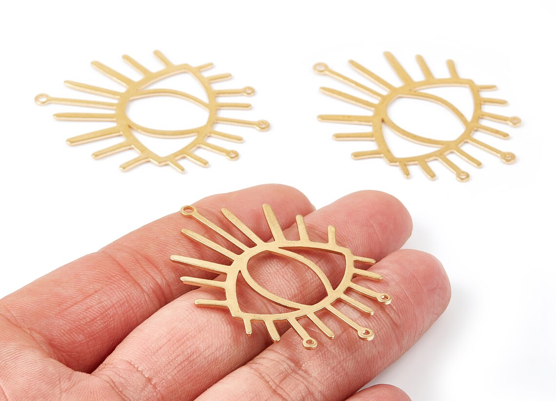 Brass Eye Charms - Brass Connector - Raw Brass Eye Shaped Pendant ...
