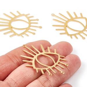 Brass Eye Charms - Brass Connector - Raw Brass Eye Shaped Pendant ...