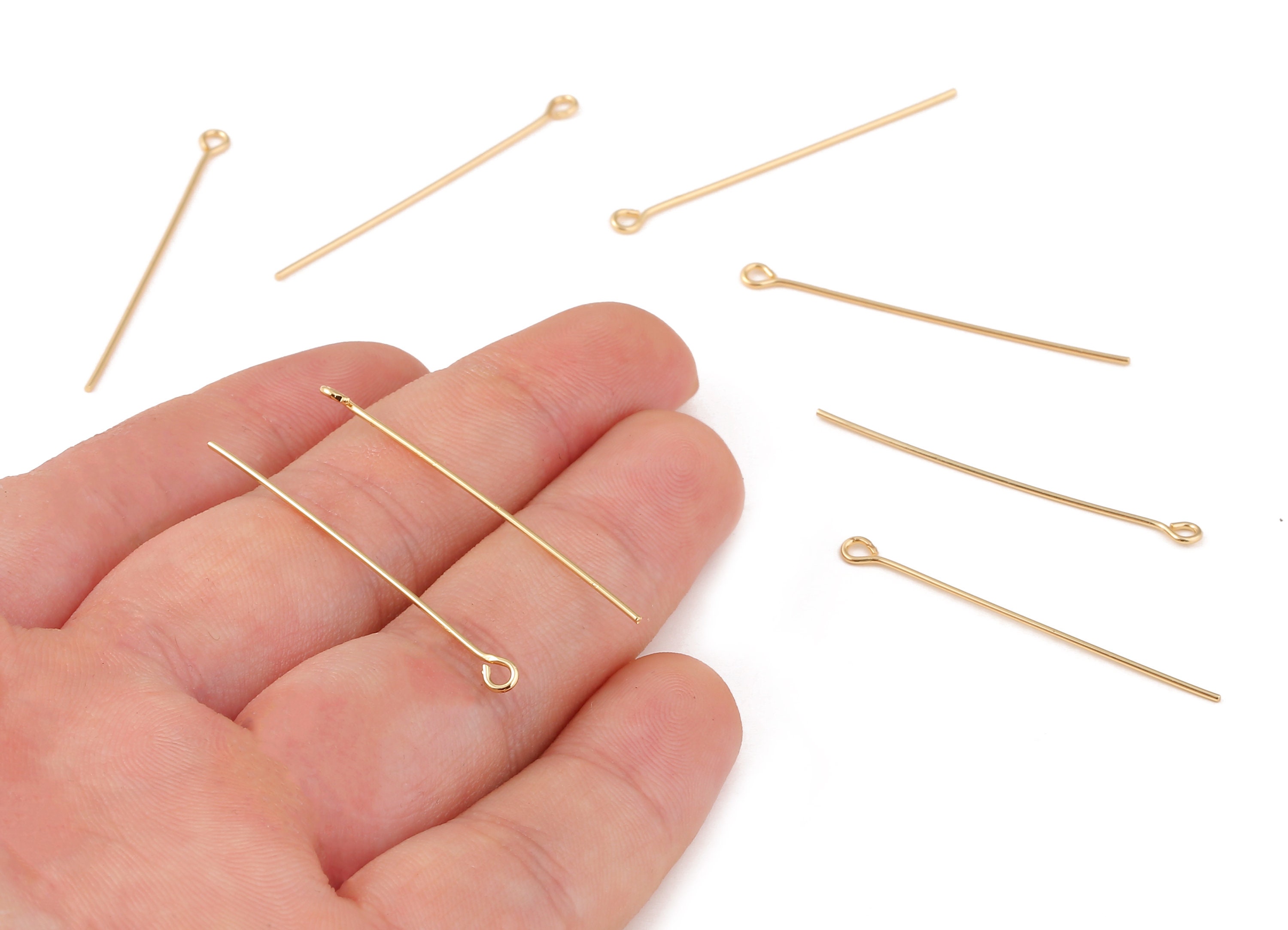 Brass Bead Pin Raw Brass Eye Pins 18K Real Gold Plated | Etsy