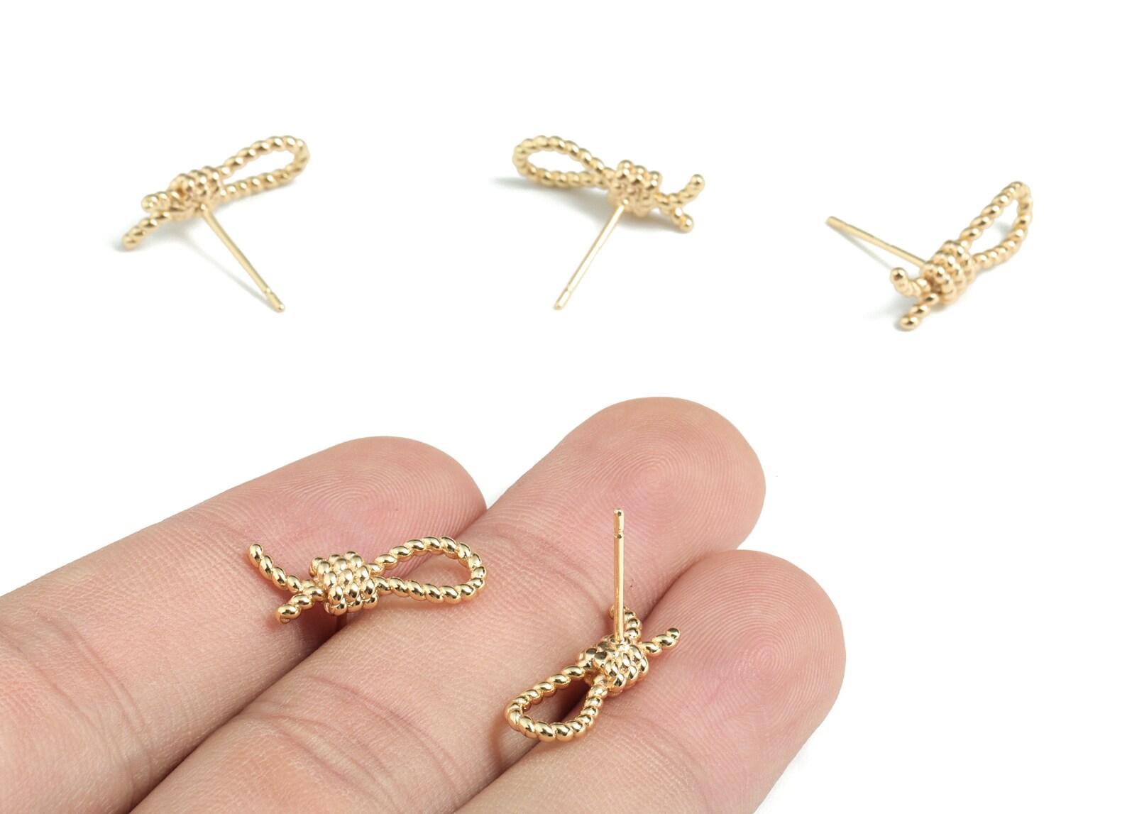 Brass Knot Earring Stud Gold Knot Earring Stud 18K Real | Etsy