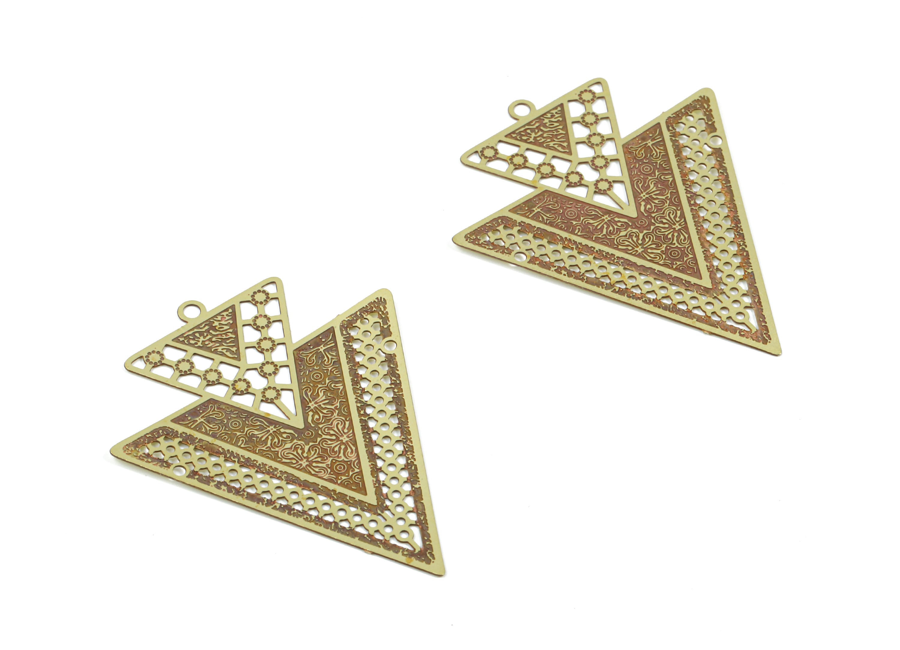 Raw Brass Triangle Shaped Earring and Necklace Charms | Etsy