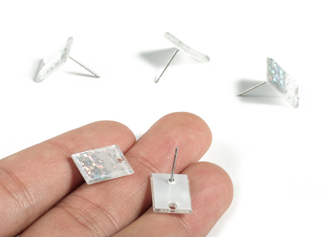 Acrylic Rectangle Earring Stud - Rectangle Earring Post - Surgical Stud ...