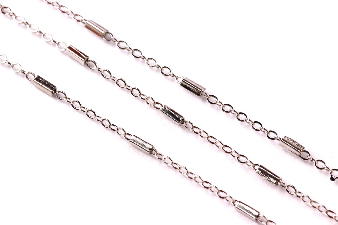 Bar Satellite Cable Chain Brass Chain Silver Plated - Etsy