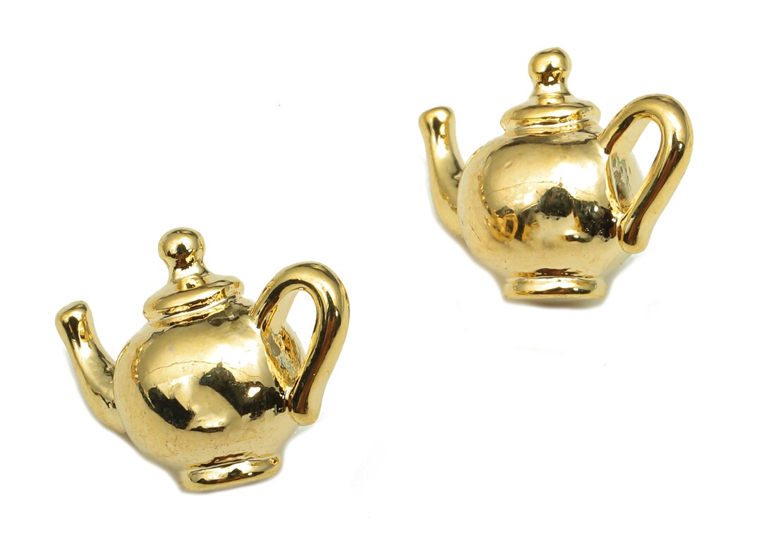 Brass Teapot Earring Charm - Gold Mini Kettle Earring - Teapot Figure ...