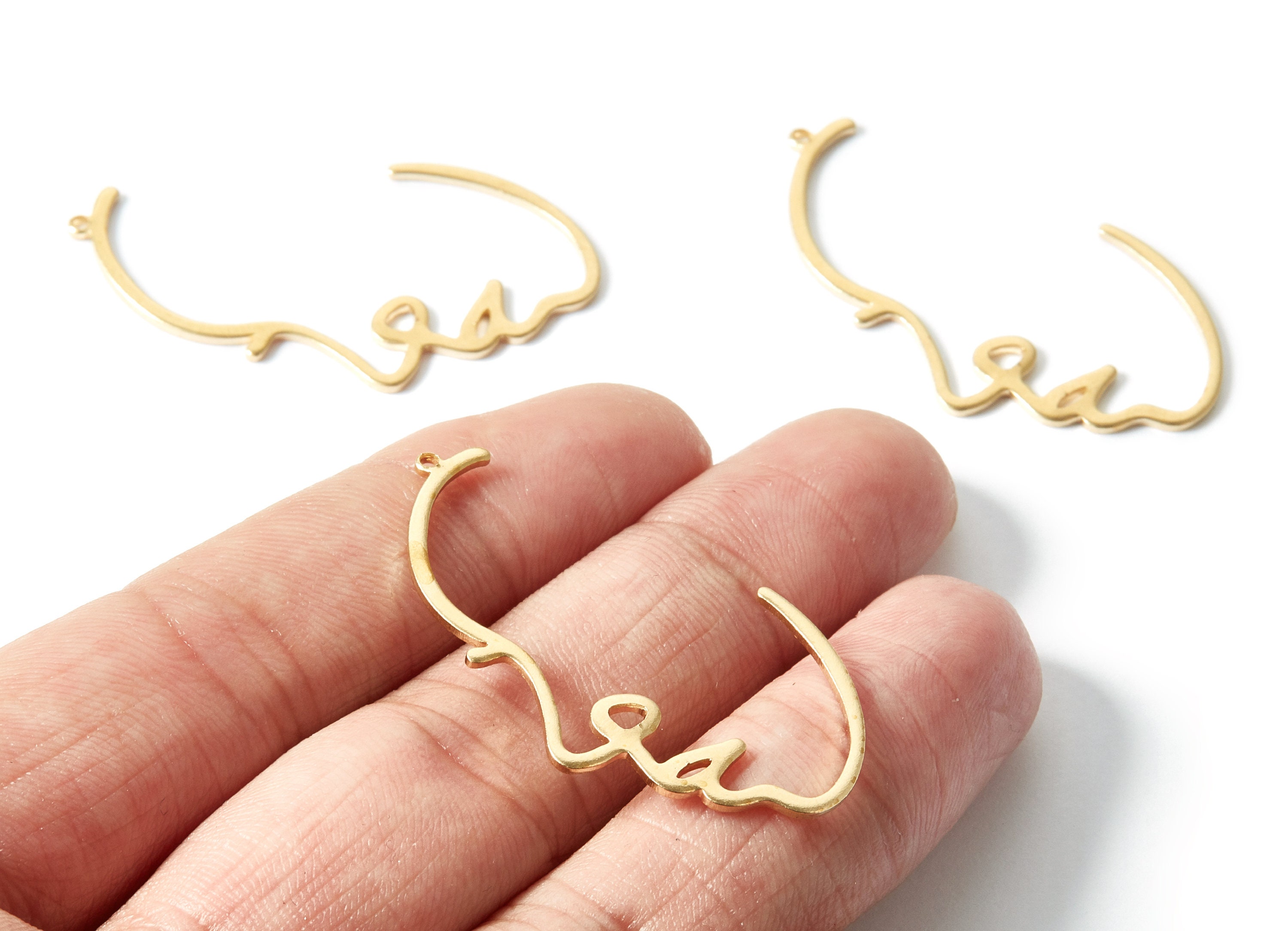 Brass Face Charms Face Shaped Raw Brass Pendant Earring | Etsy