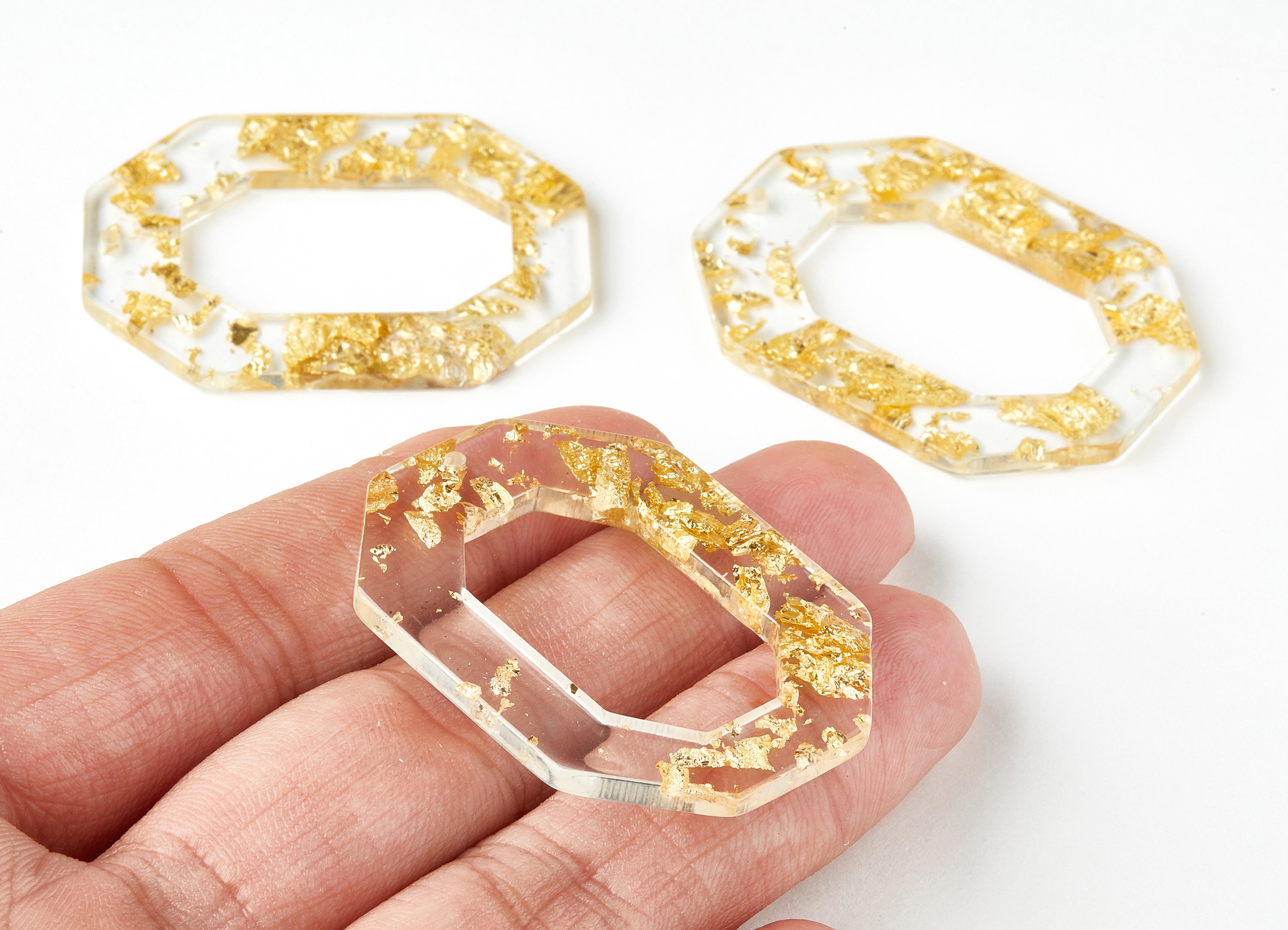 Acrylic Octagon Charms Gold Foil & Confetti Octagon - Etsy