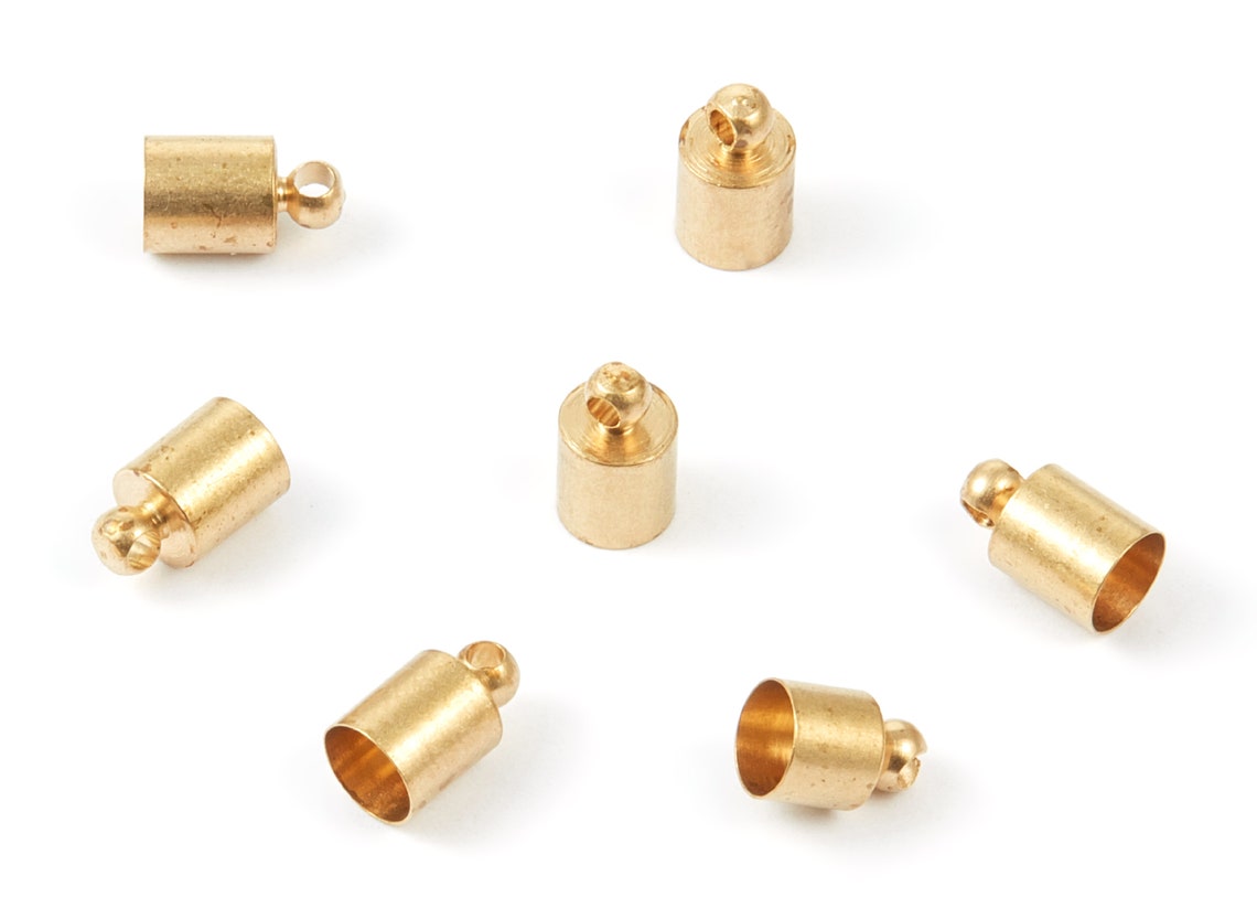Brass Tassel End Caps - 6*10 - Raw Brass Barrel End - Cord End Caps ...