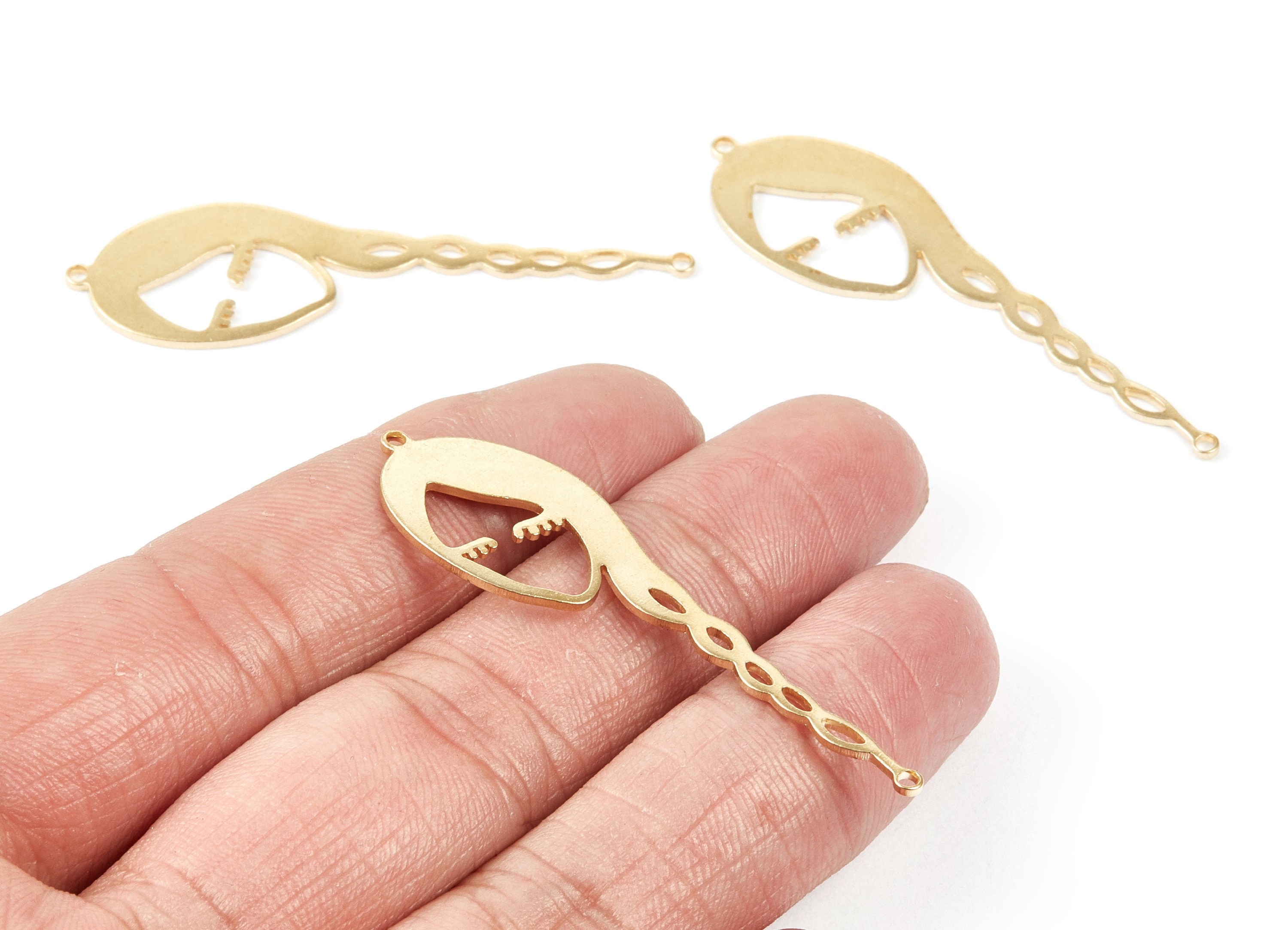 Brass Face Charms Face Shape Raw Brass Pedants Earring | Etsy