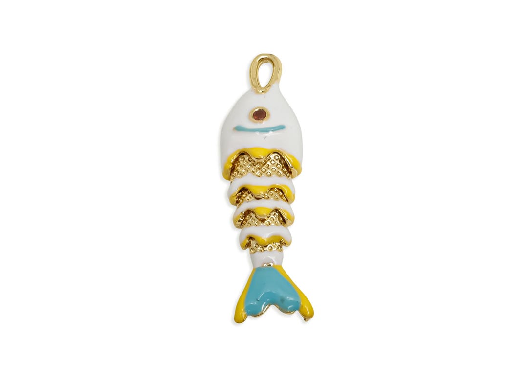 Articulated Enamel Fish Pendant - Marine Life Pendant - Movable Fish ...