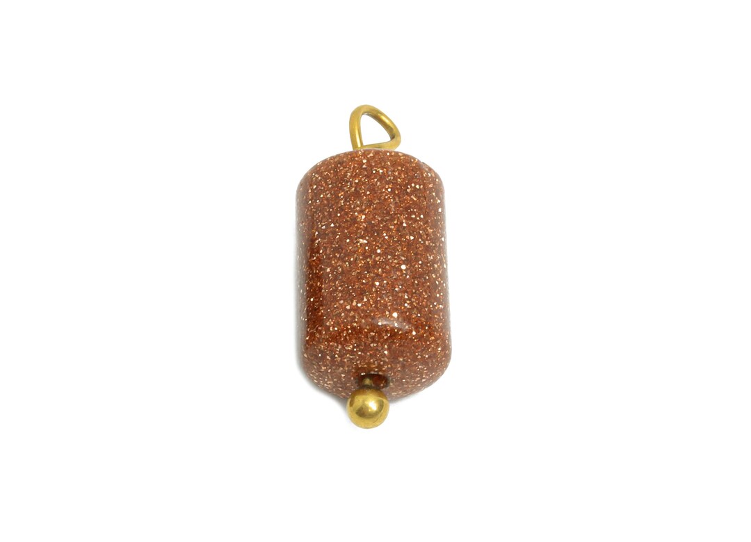 Goldstone Natural Stone Charms - Steel Stone Barrel Pendant - Natural ...