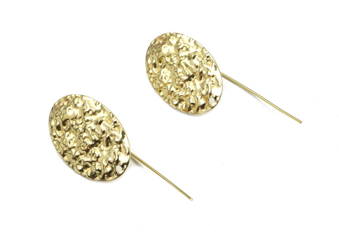 Brass Oval Earring Wire Raw Brass Wavy Oval Earring Hook - Etsy