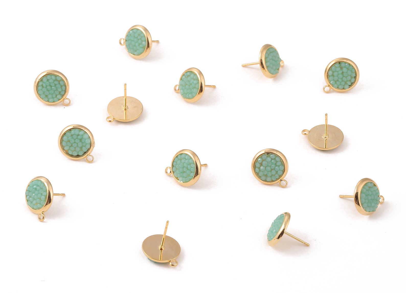 Brass Round Earing Post - Brass Round Earring Stud - 18K Real Gold ...