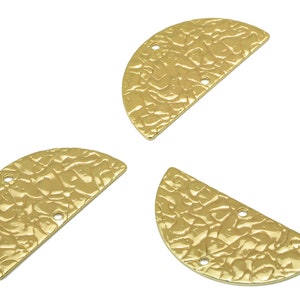 Brass Half Moon Connector - Brass Semicircle Textured Connector- 18K ...