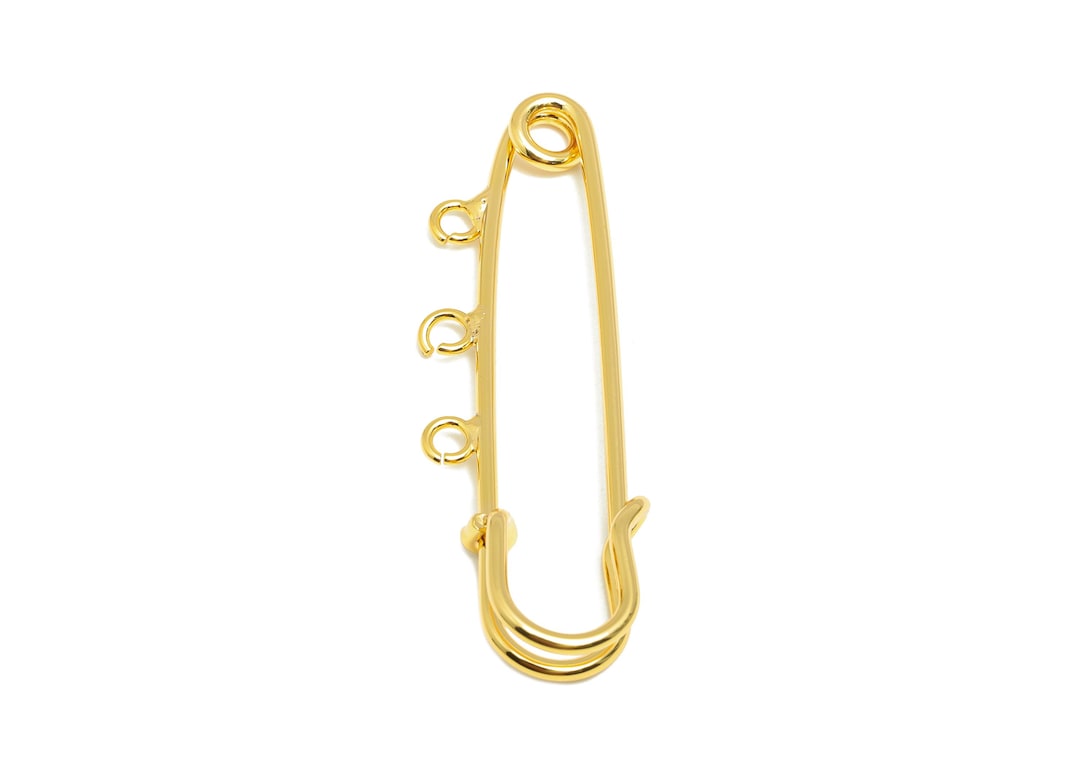 Gold Safety Pin - Brass Safety Pin Charm Holder - Safety Pin With Loop ...
