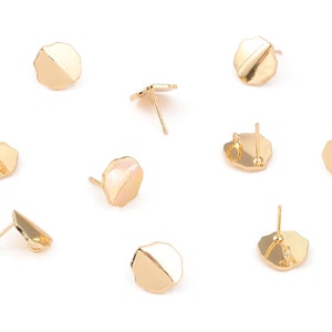 Brass Round Earring Posts - Brass Round Earring Stud - 18K Real Gold ...