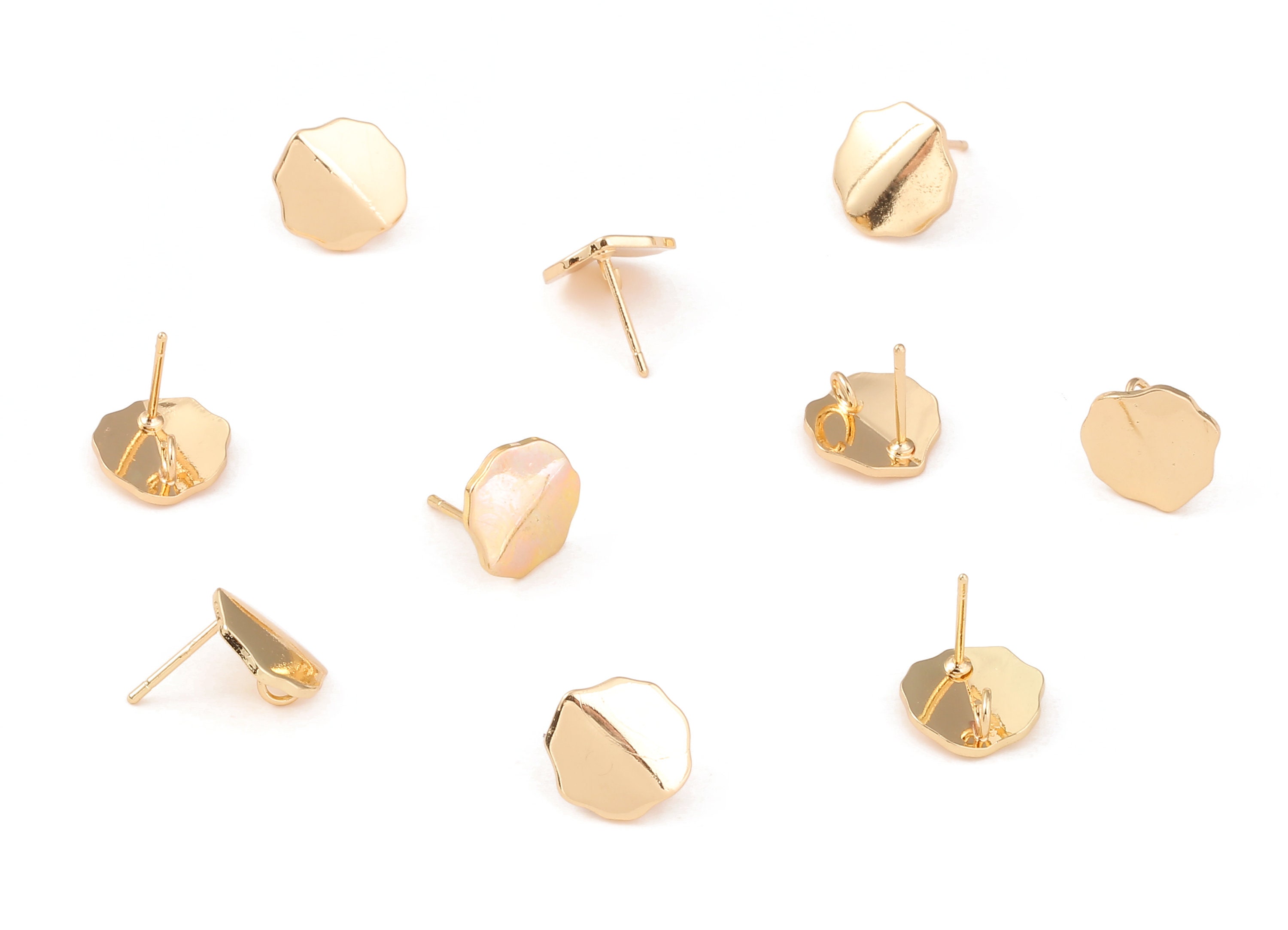 Brass Round Earring Posts - Brass Round Earring Stud - 18K Real Gold ...