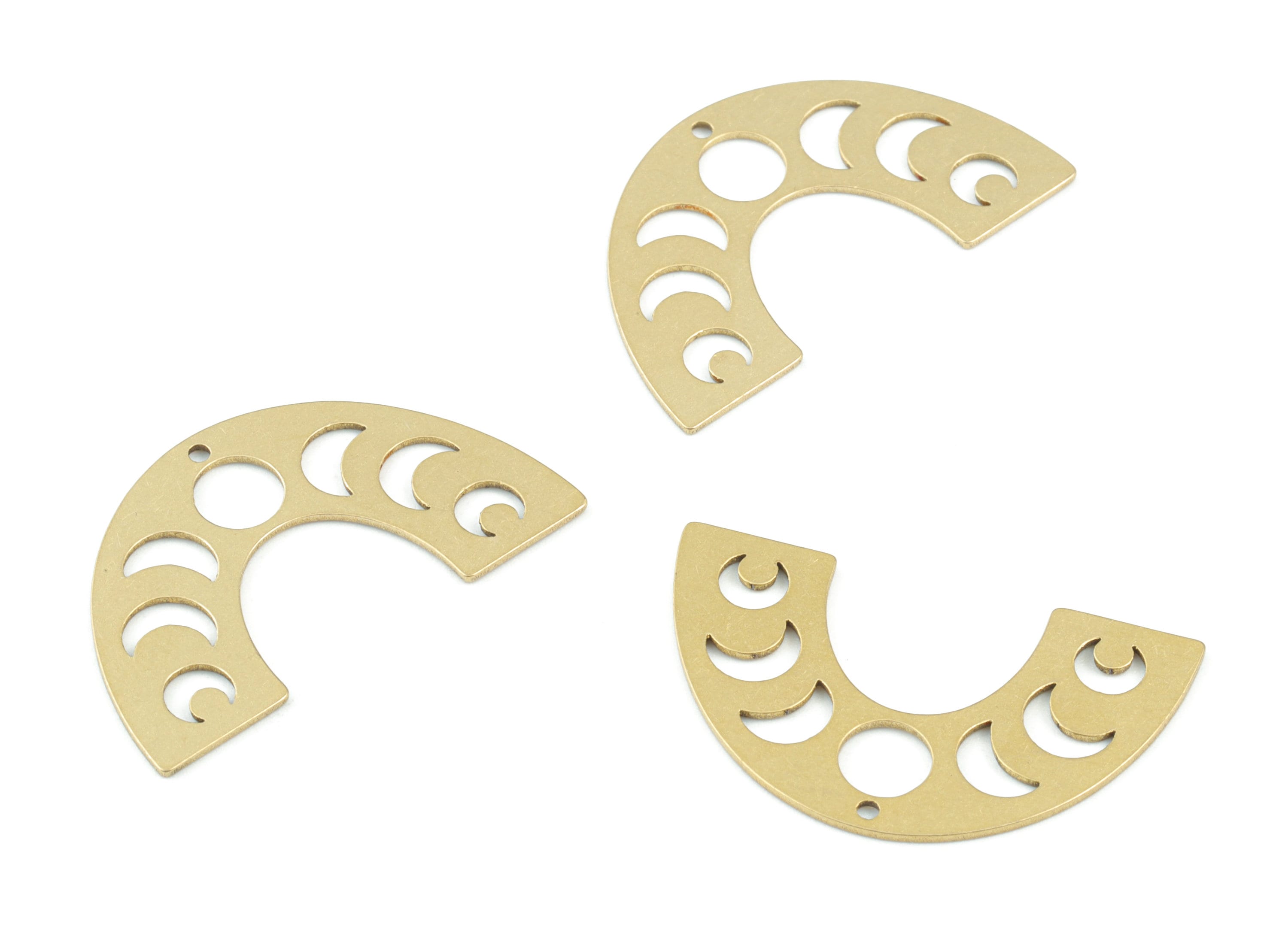 Half Moon Phases Pendant Raw Brass Moon Phases Semicircle - Etsy