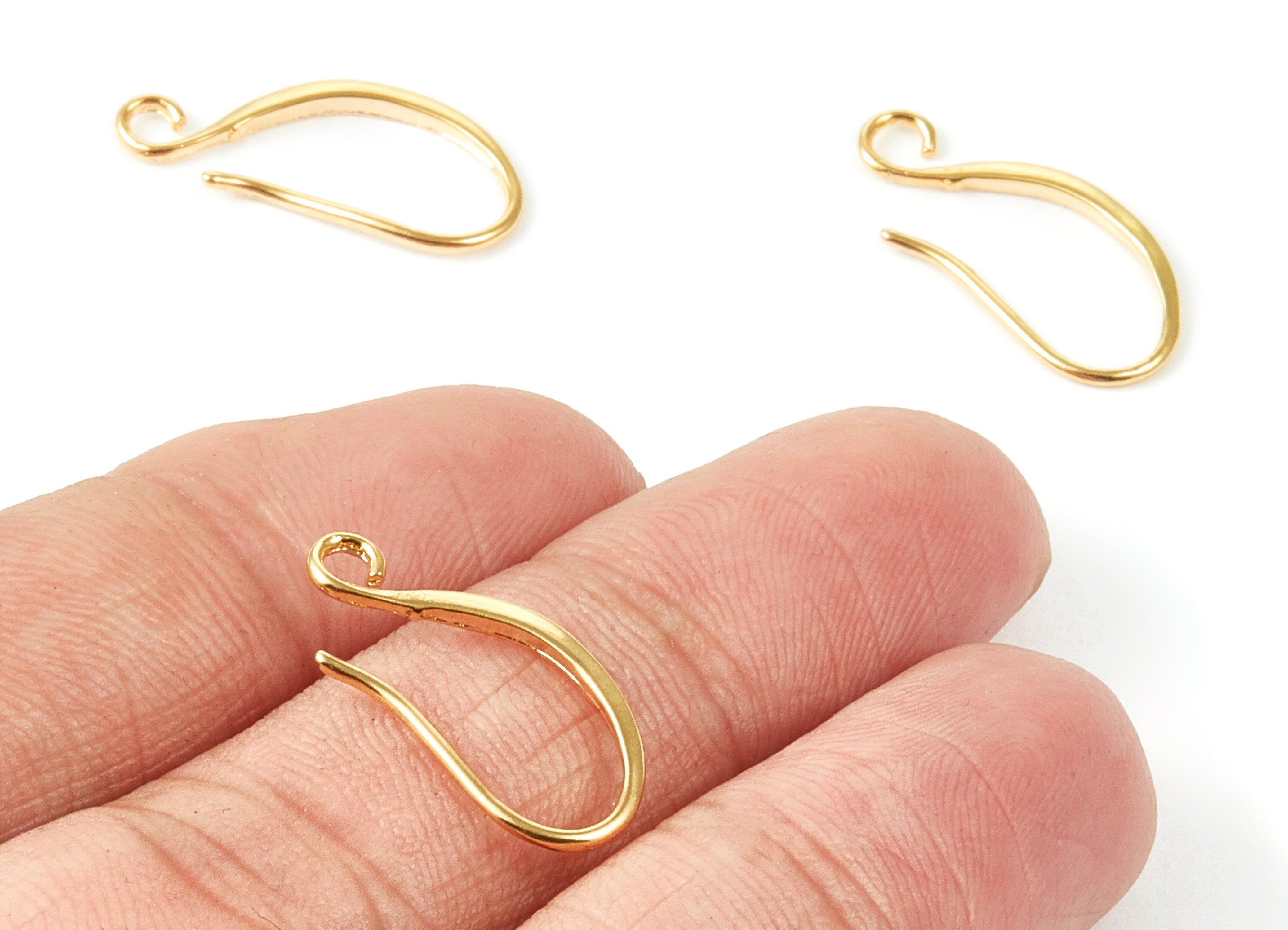 18K Real Gold Plated Brass Earring Wire Brass Ear Wire - Etsy