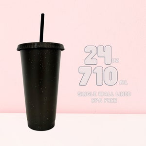 Personalised Black Glitter 24oz Reusable Cup With Straw: Nail ...