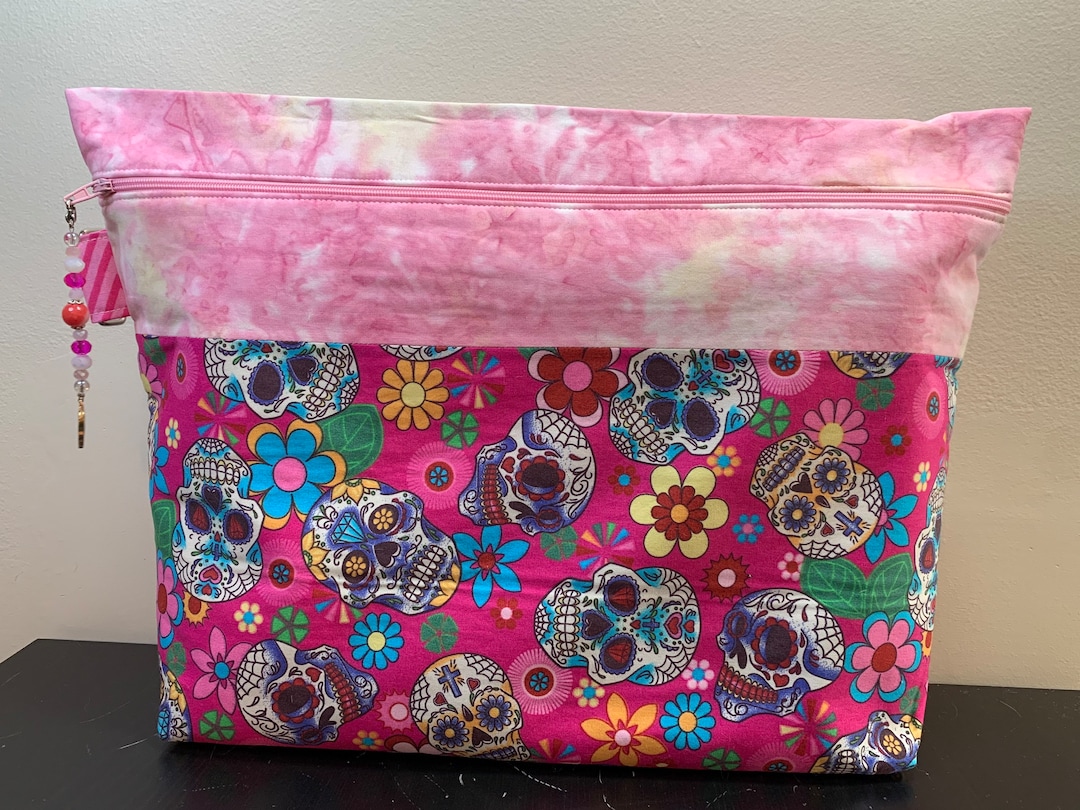Pink Sugar Skull Project Bag - Etsy