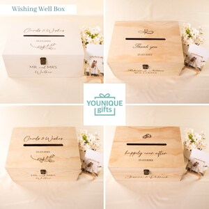 Personalised Wooden Wishing Well Box With Custom Texts for Weddings ...