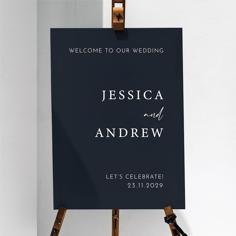 Custom Wedding Welcome Sign, Elegant Black Foam Board, Personalized ...