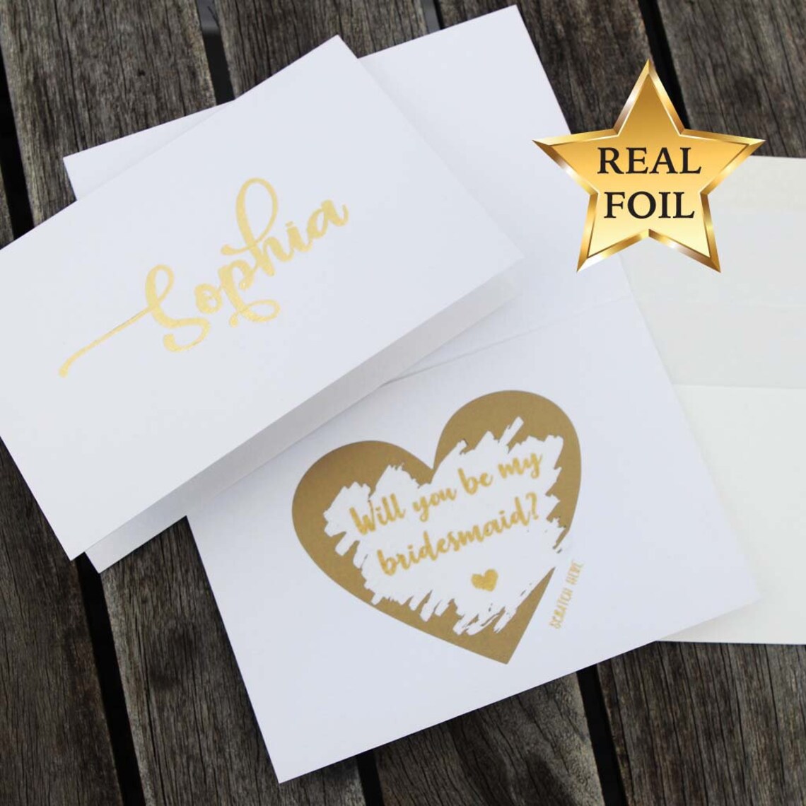 Custom Gold Foil Scratch off Cards Will You Be My Bridesmaid - Etsy