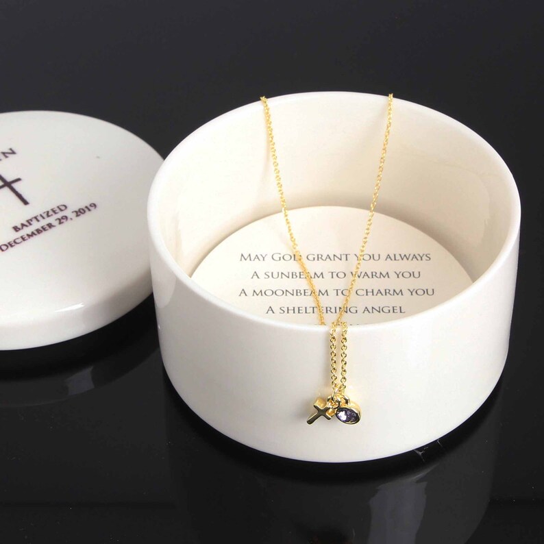 Personalized Christening Keepsake Box With Cross Necklace - Baptism ...