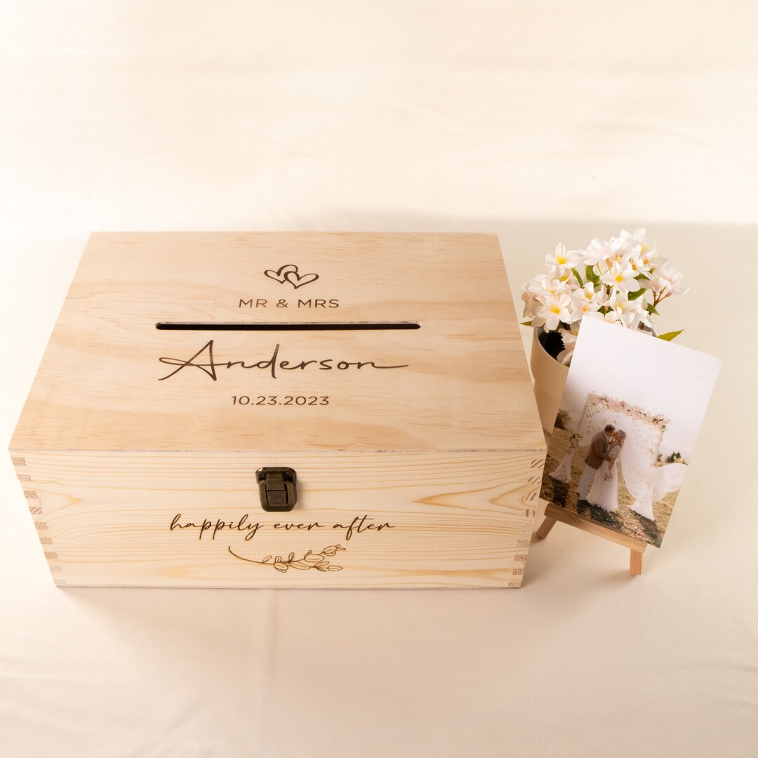 Personalised Wooden Wishing Well Box With Custom Texts for Weddings ...