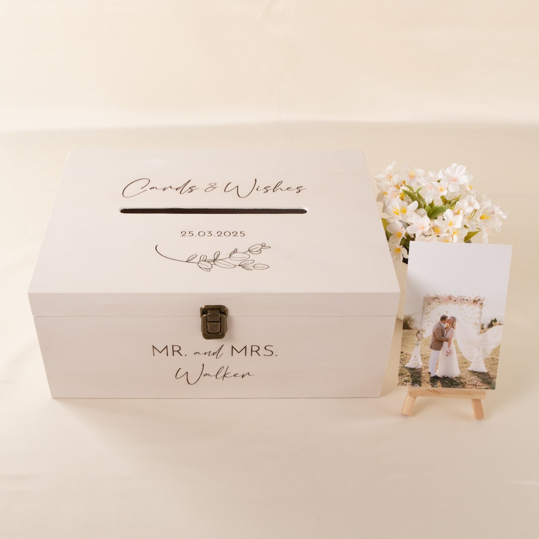 White Wedding Wishing Well Box, Personalised Wishing Well Box, Custom ...