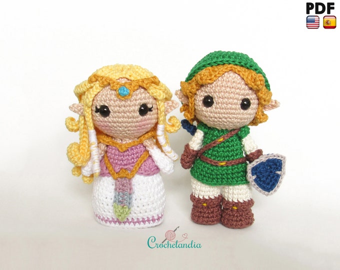 Link and Zelda Amigurumi Plush Keychain From Breath of the Wild the ...