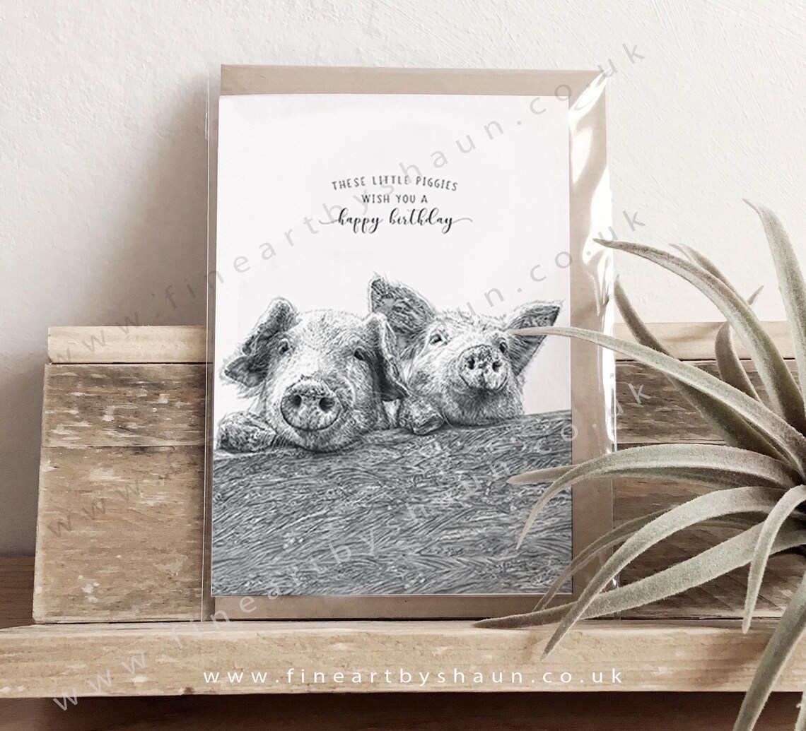 Birthday Greeting Card, Pigs - Etsy UK