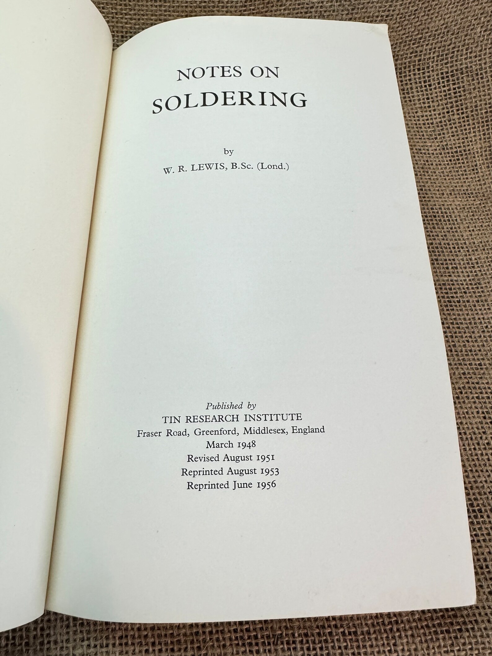 1956 Notes on Soldering by WR Lewis / Tin Research Institute - Etsy