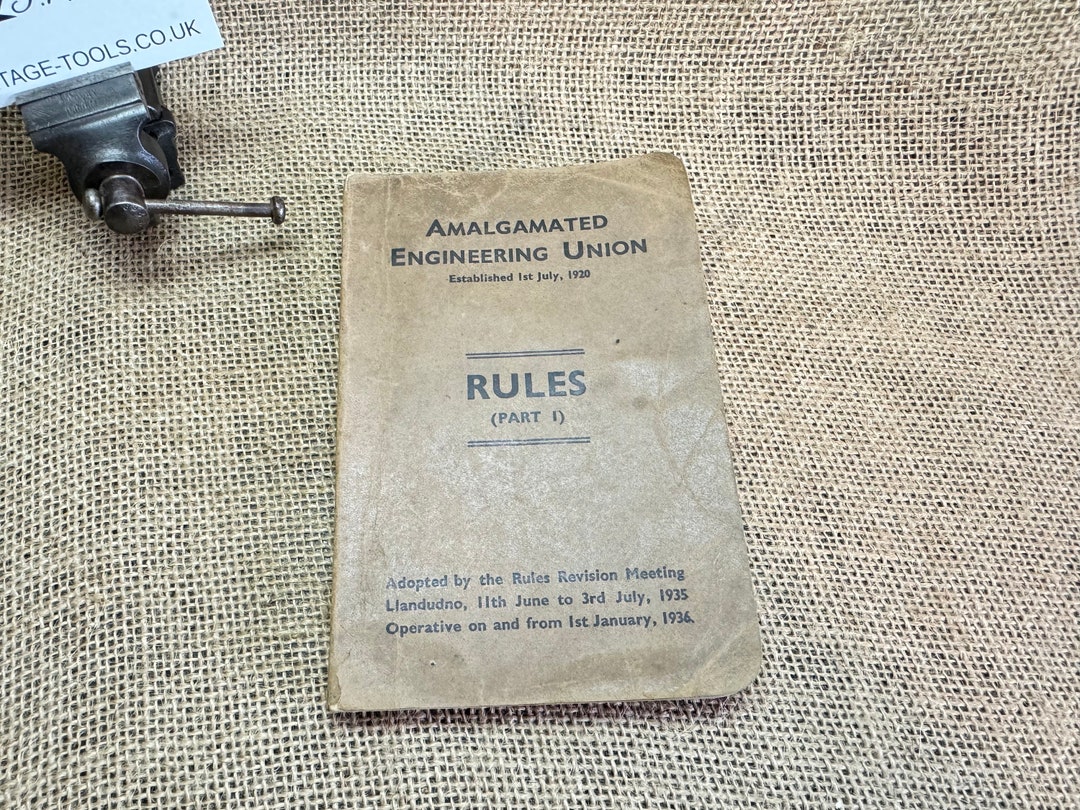 Vintage Book - Amalgamated Engineering Union Rules Part 1 1935 Print - Etsy