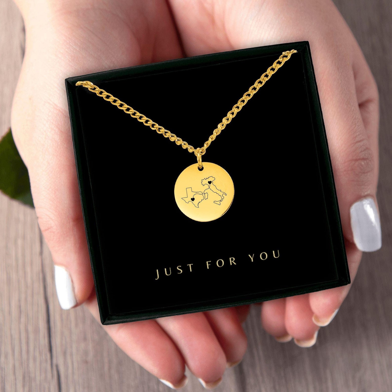 Engraved Map Cuban Coin Necklace: Long Distance Gift - Etsy