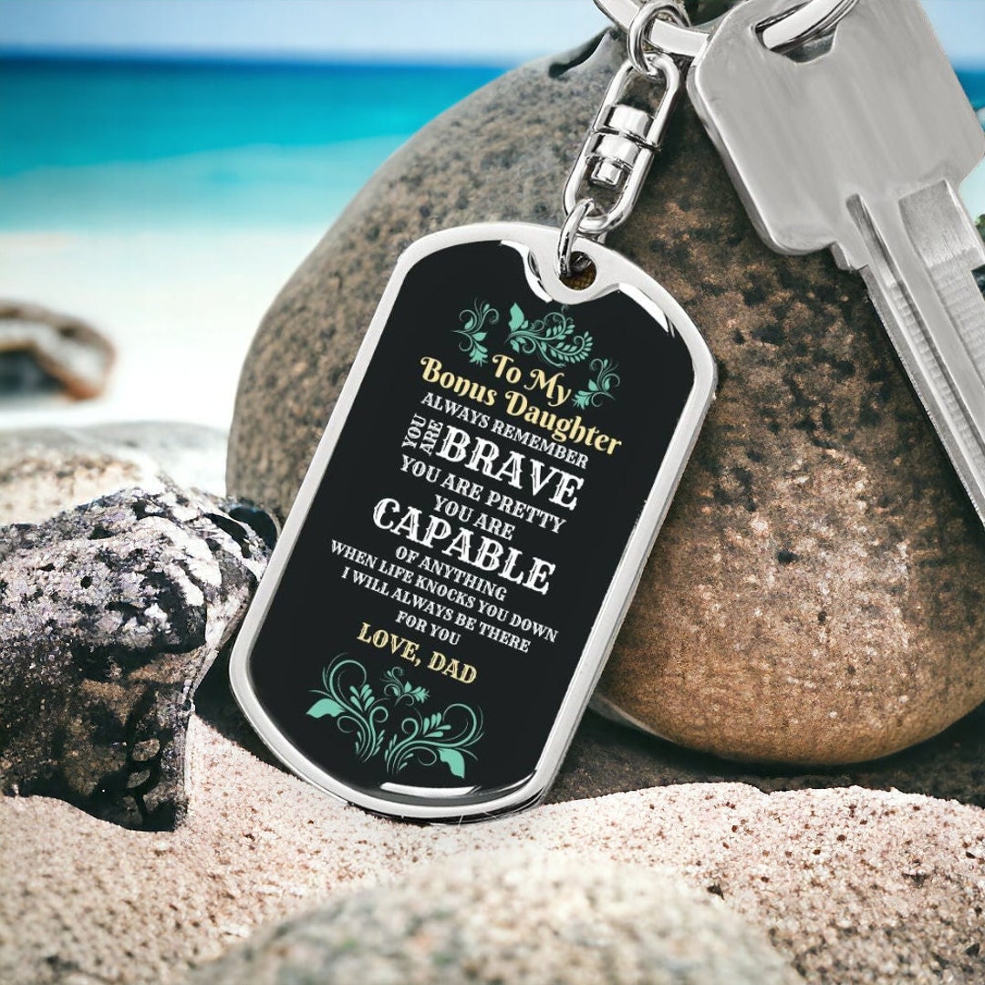 Personalized to My Bonus Daughter Keychain Engraving Bonus - Etsy