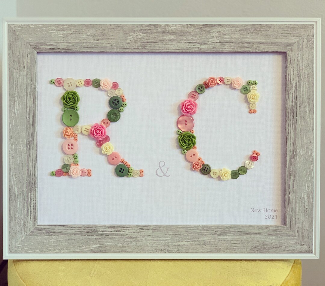 Button Art Double Initial - Etsy