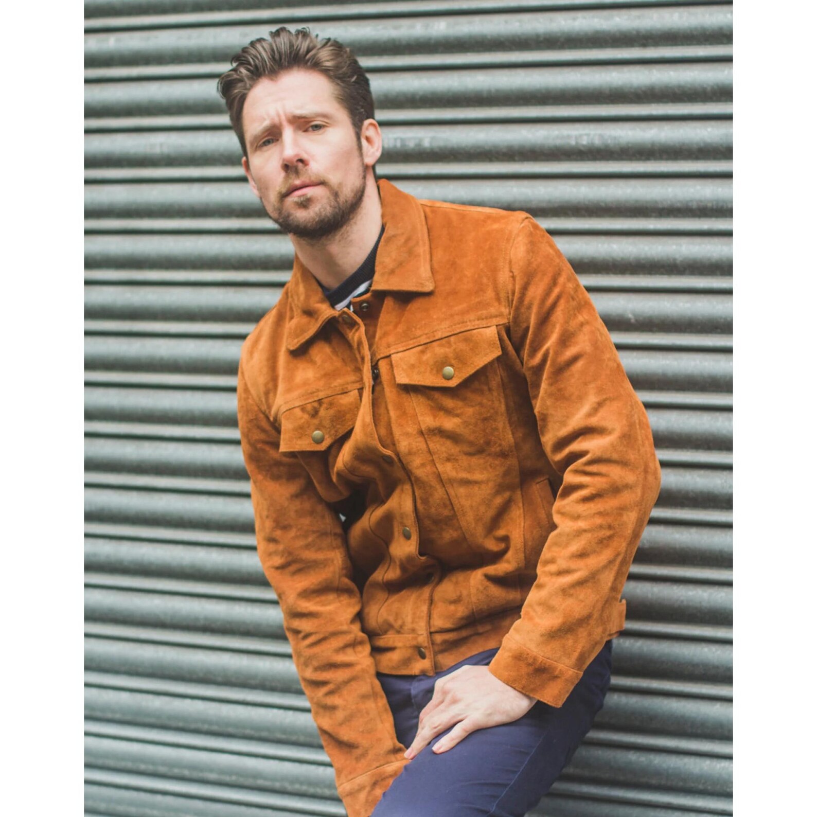 Tan Suede Western Trucker Jacket, Men's Trucker Sured Leather Jacket ...