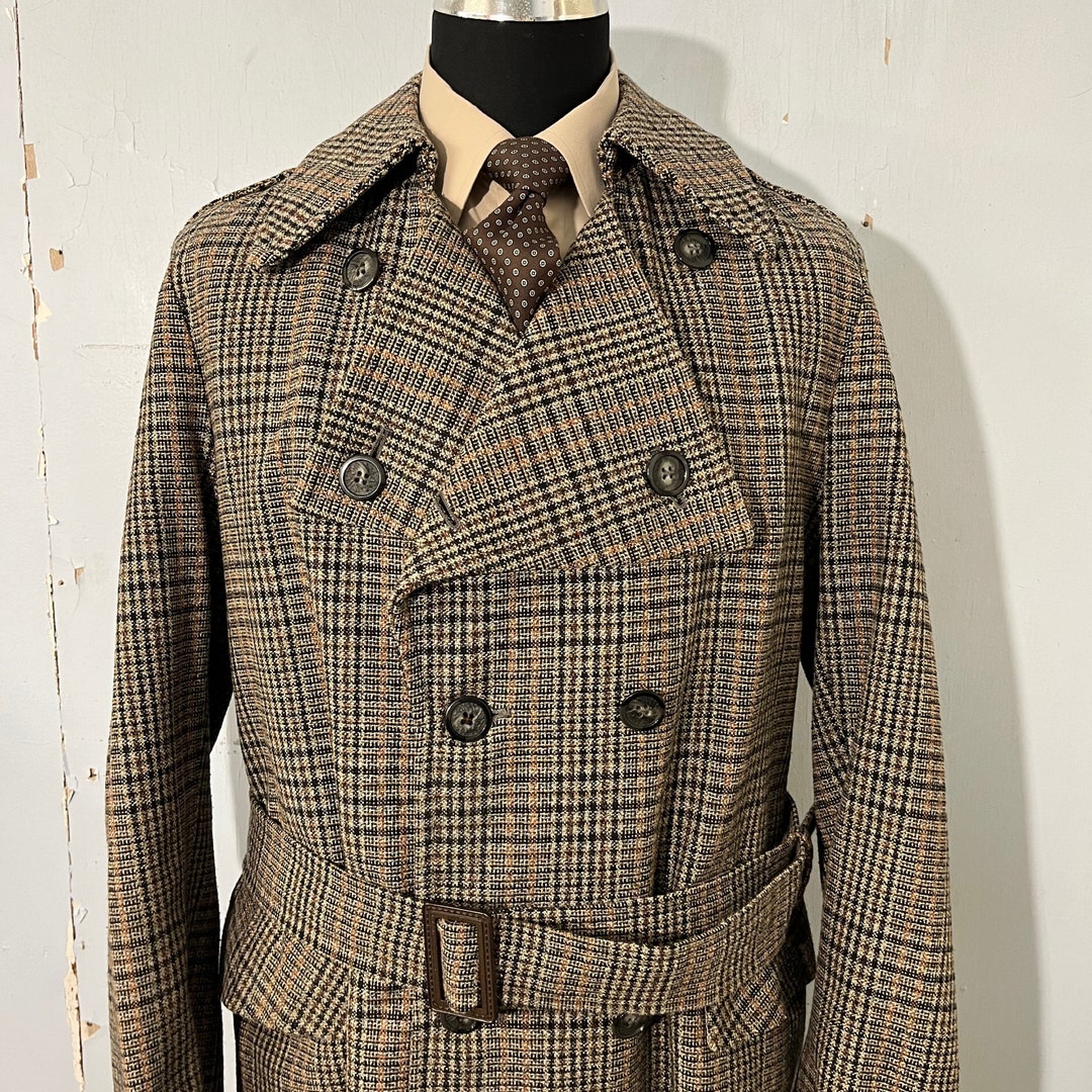 Vtg 60s Dandy Check Belted Coat -epaulettes”william Dixon”made in Great ...