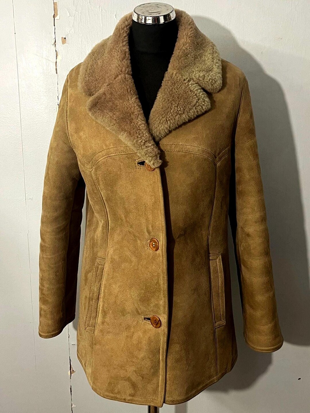 Vtg 70s Women’s Shearling Suede Short Coat Fine Sheepskin “an ...