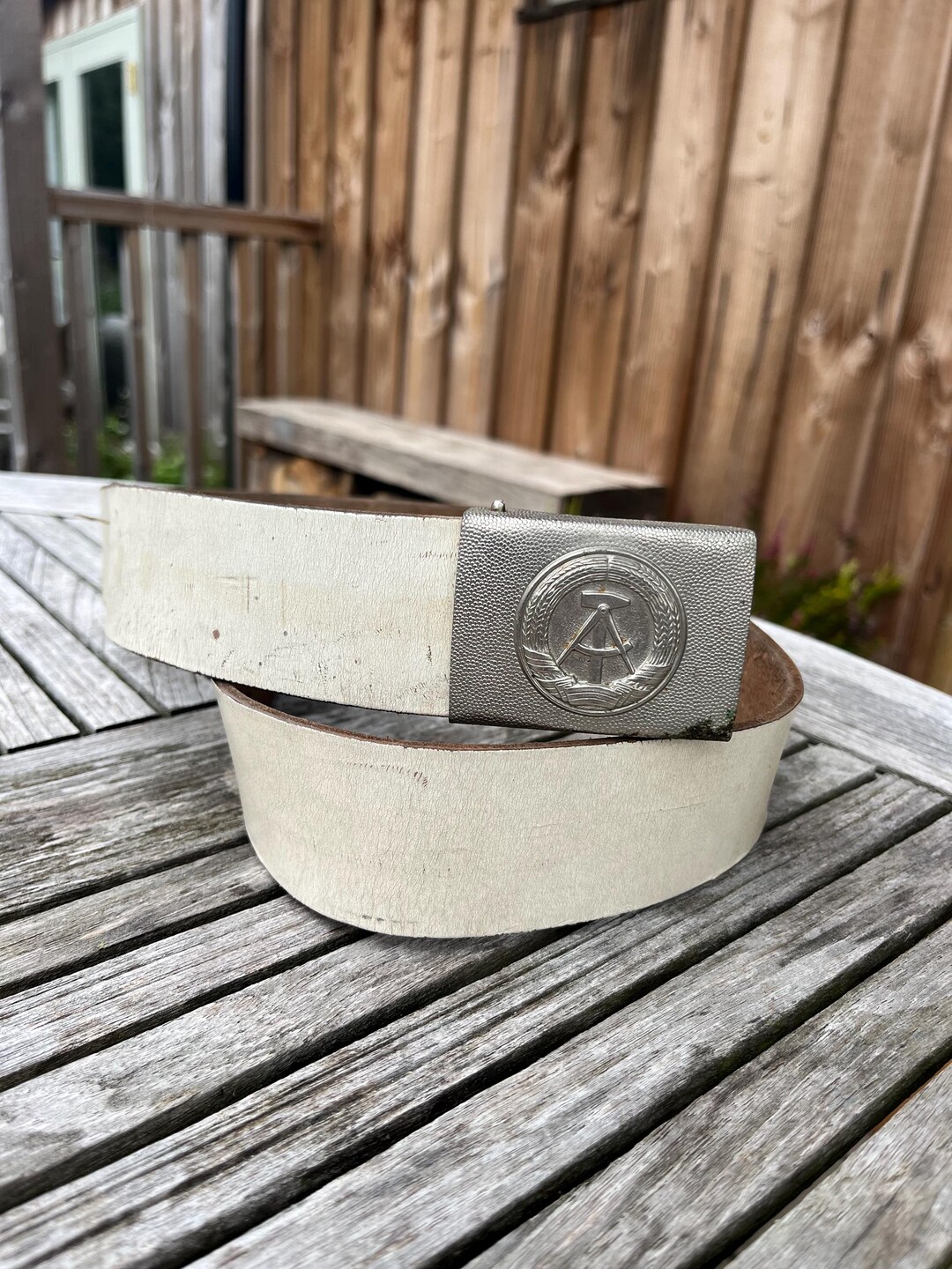 Vtg Belt 60s Rare East German White Leather Belt Iconic East German ...
