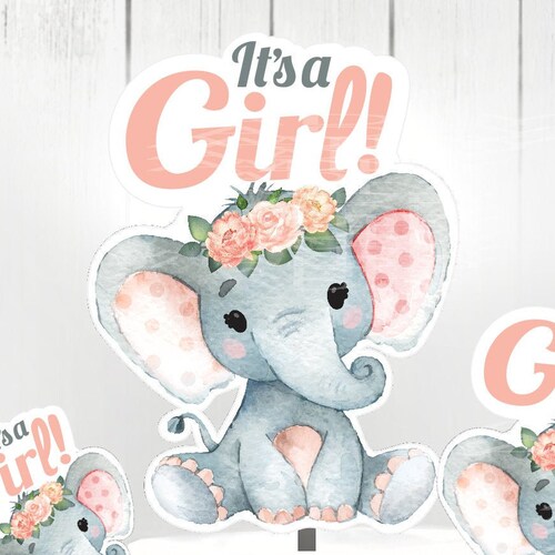 Pink Elephant Centrepiece With Floral Hairband for Baby Girl | Etsy