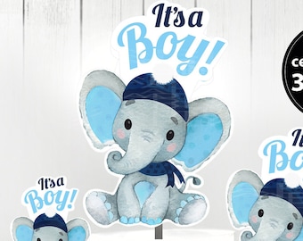 Elephant Centrepiece for Baby Boy Shower in Turquoise Gray - Etsy