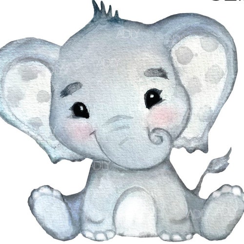 Elephant Boy Clip Art Watercolor. Watercolor Baby Peanut - Etsy