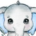 Watercolor Girl Elephant Clip Art, Very Cute Little Peanut, Gray Polka ...
