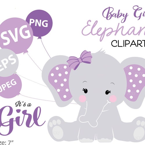 Purple Elephant Girl Clip Art Watercolor. Baby Elephant - Etsy