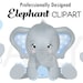 Gray Elephant Clipart Baby Blue and grey peanut clip art png | Etsy