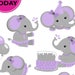 Purple Gray Girl Elephant Clip Art, Baby Grey Peanut Clip Art, Png ...